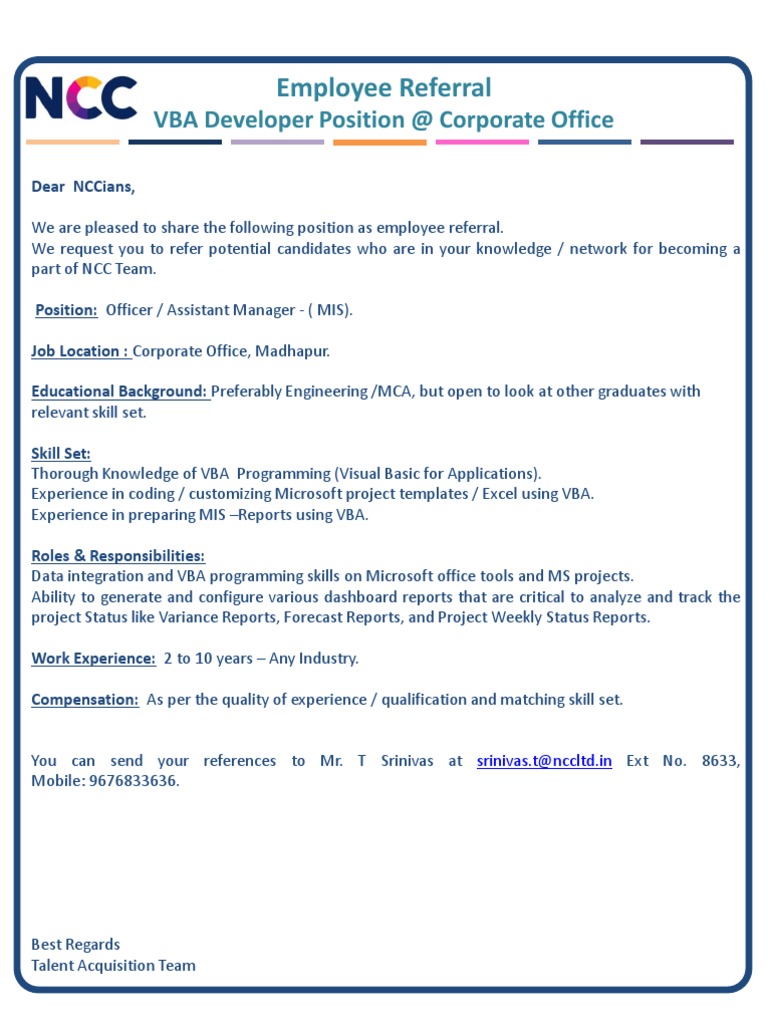 Sample of NCC Job Postings | PDF