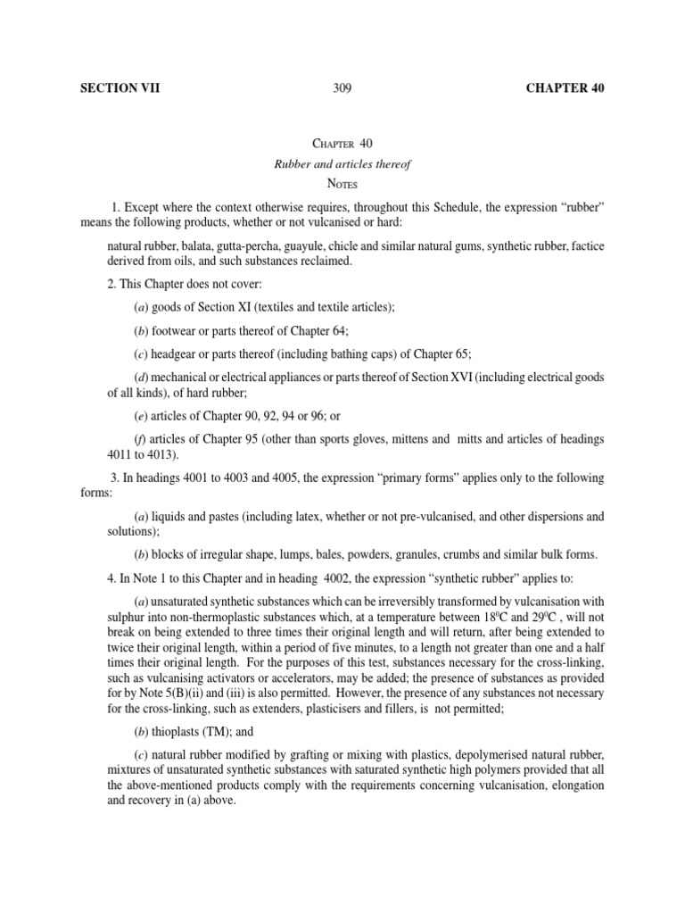 Section Vii: Rubber and Articles Thereof | PDF | Natural Rubber | Tire
