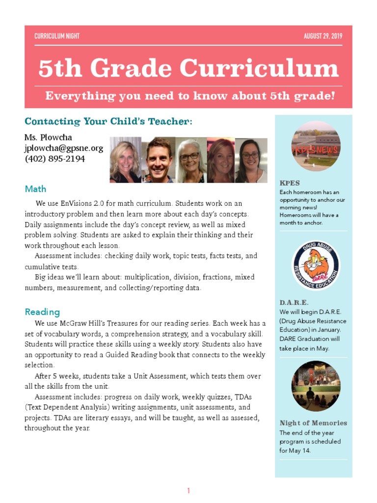 Plowcha Curriculum Night Newsletter | PDF | Reading Comprehension ...
