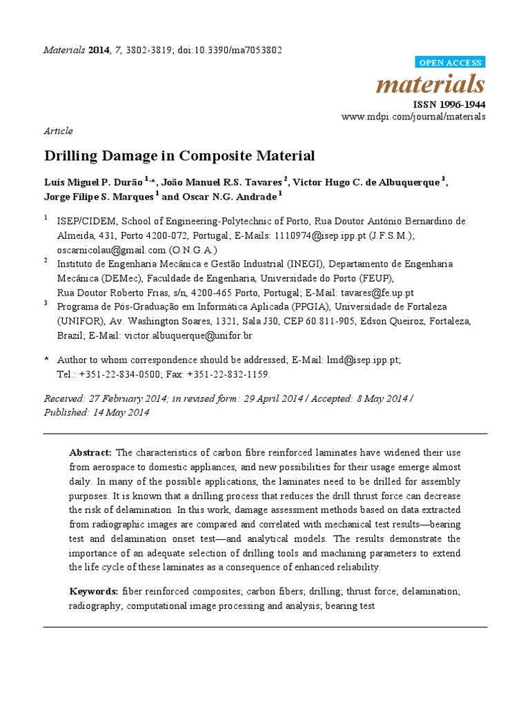 Materials: Drilling Damage in Composite Material | PDF | Composite ...