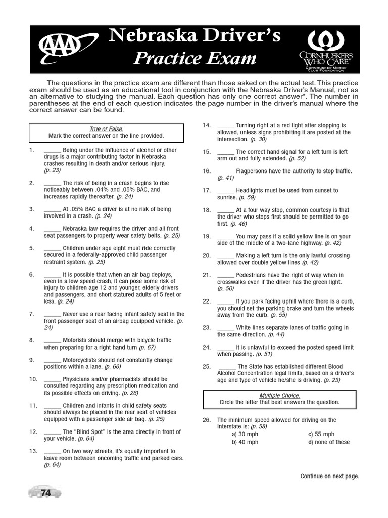 Nebraska Driver's: Practice Exam | Download Free PDF | Traffic | Driving