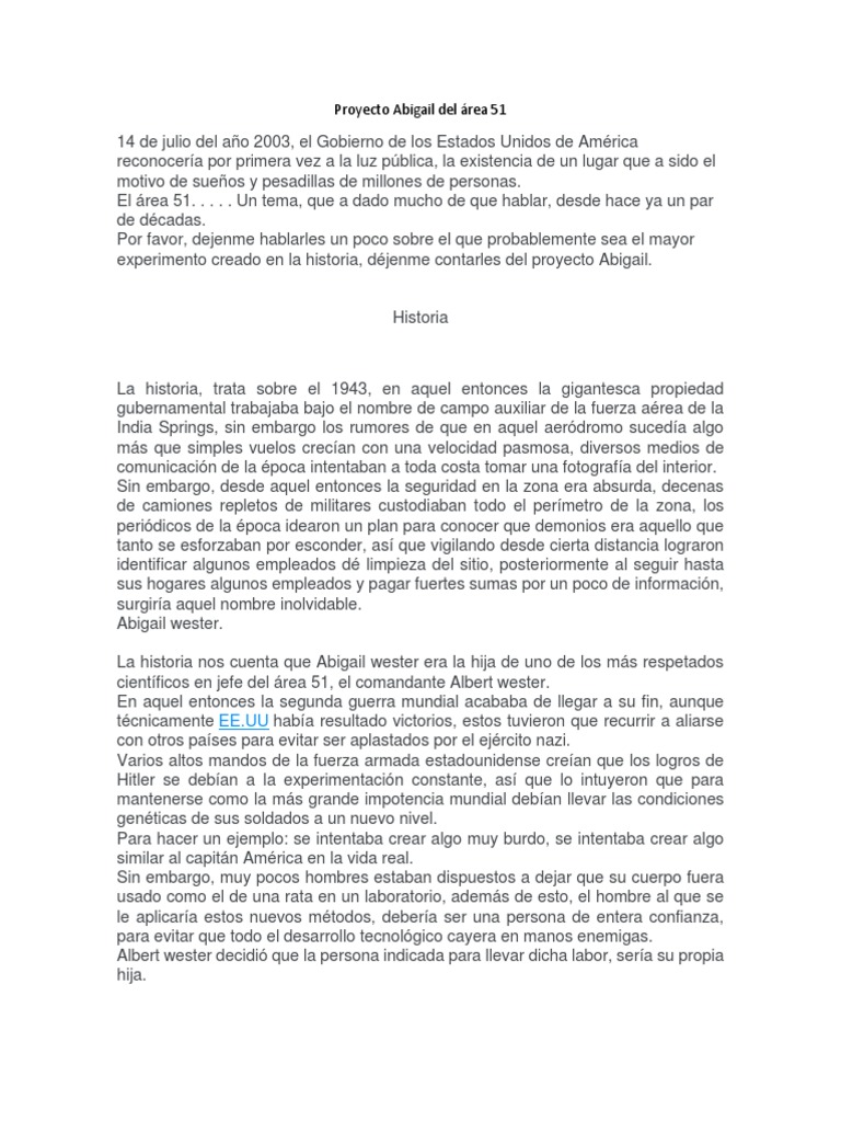 Proyecto Abigail Del Área 51 | PDF | Los Estados Unidos | Science
