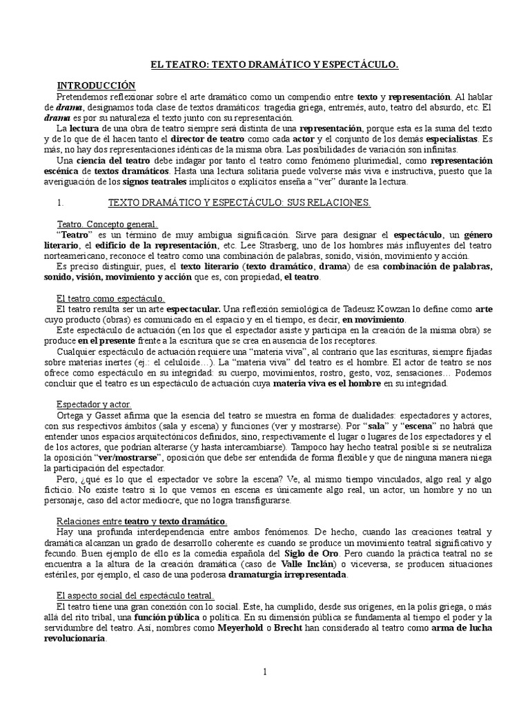 Teatro: Texto y Espectáculo Dramático | PDF | Comedia | Teatro