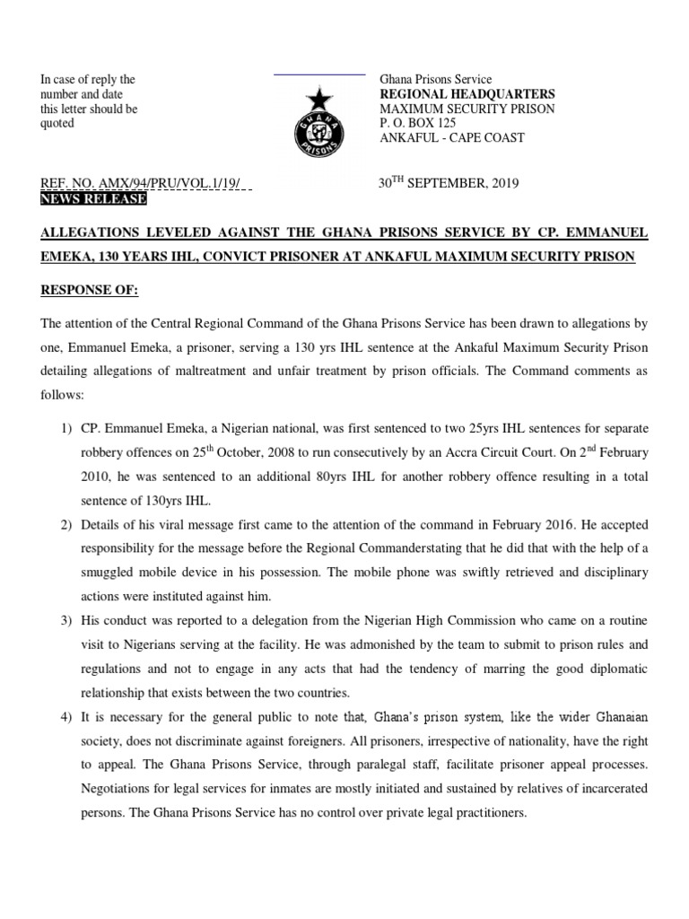 Prisons Service | PDF | Ghana | Prison