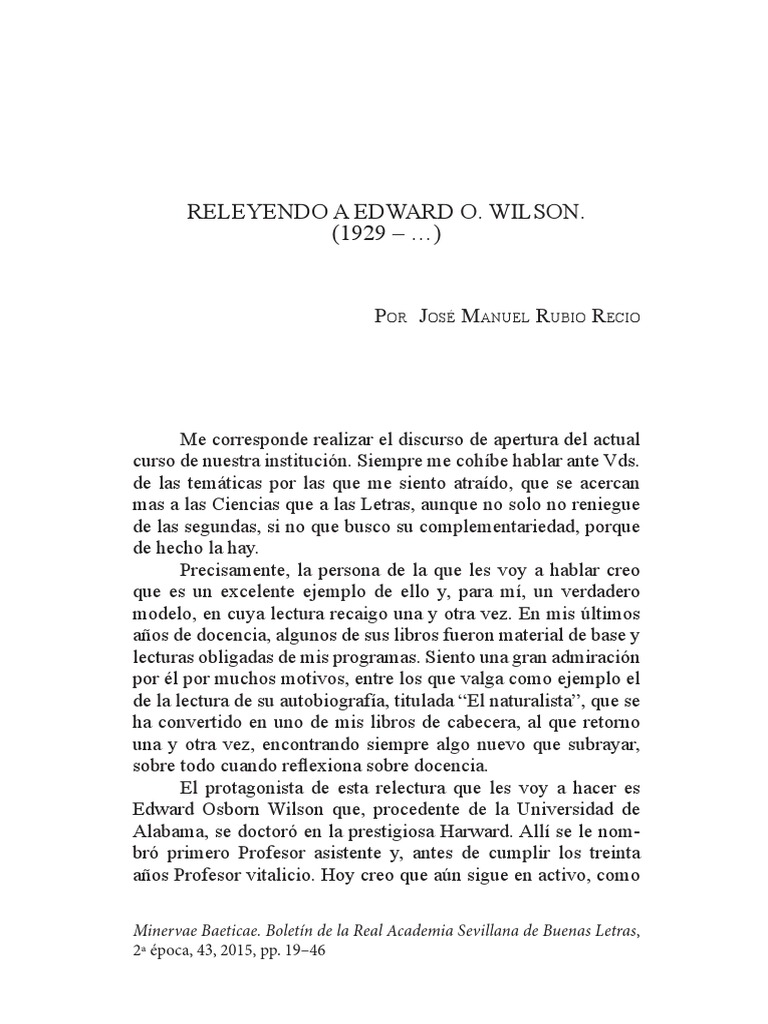 Releyendo a Edward O. Wilson | PDF | Evolución | Sociedad