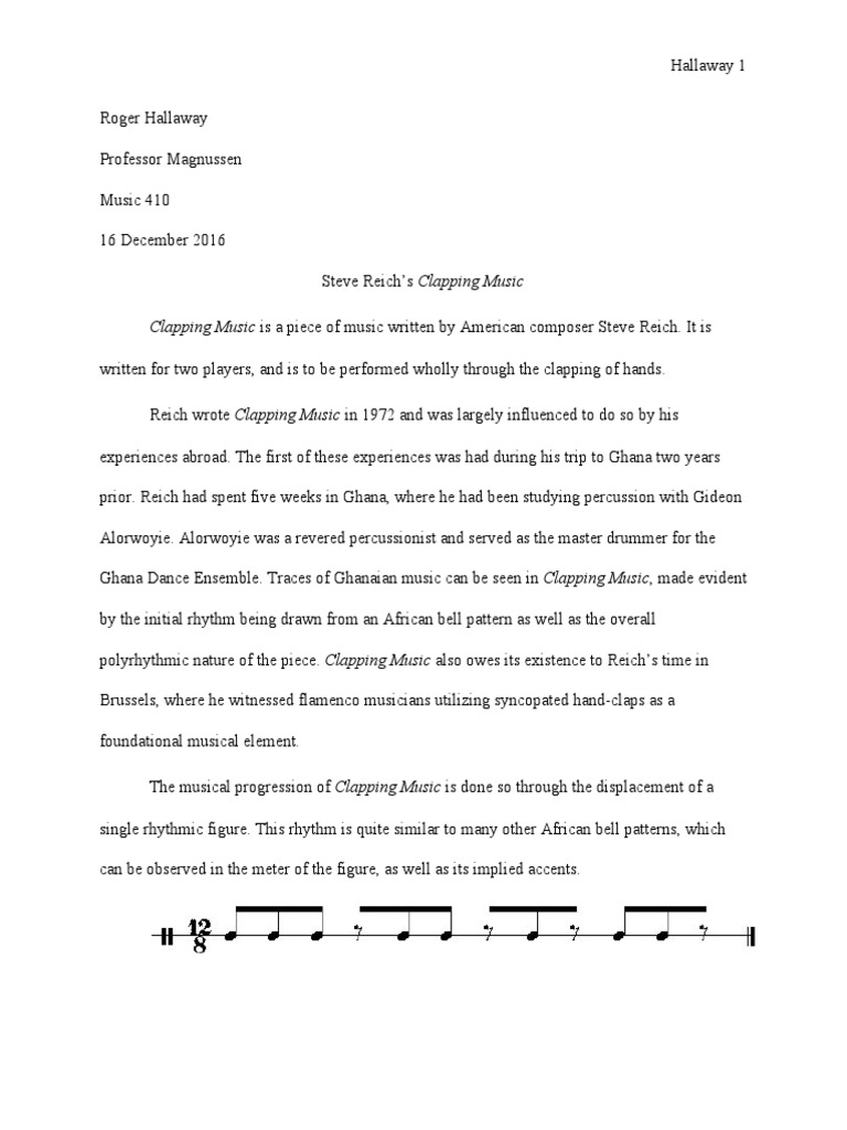 Steve Reich's Clapping Music | PDF | Rhythm | Performing Arts