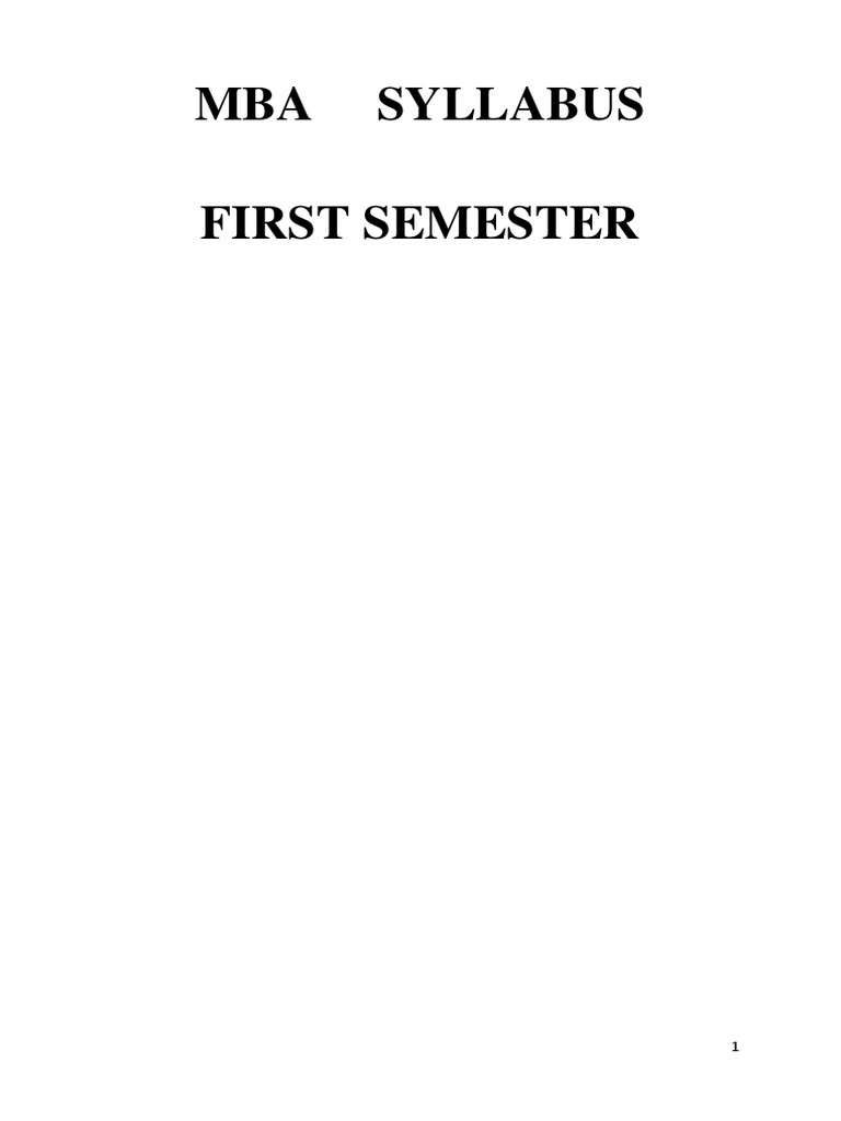 MBA First Semester Syllabus | PDF | Strategic Management | Marketing
