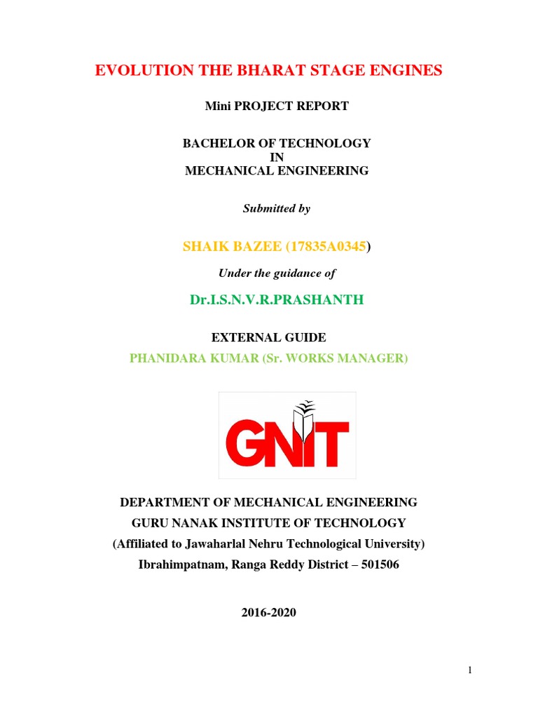Evolution The Bharat Stage Engines: SHAIK BAZEE (17835A0345 | PDF ...