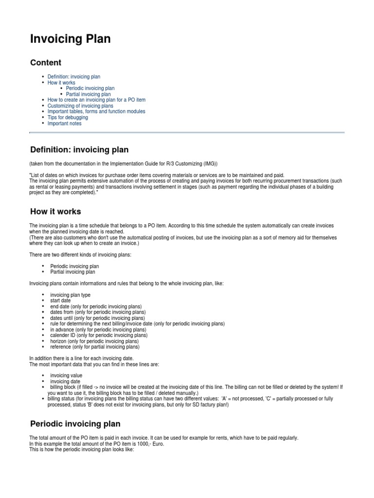 Invoicing Plan: Content | PDF | Invoice | Receipt