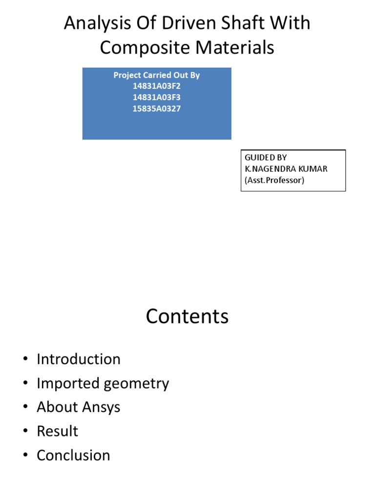 Analysis of a Composite Drive Shaft Using Finite Element Modeling | PDF