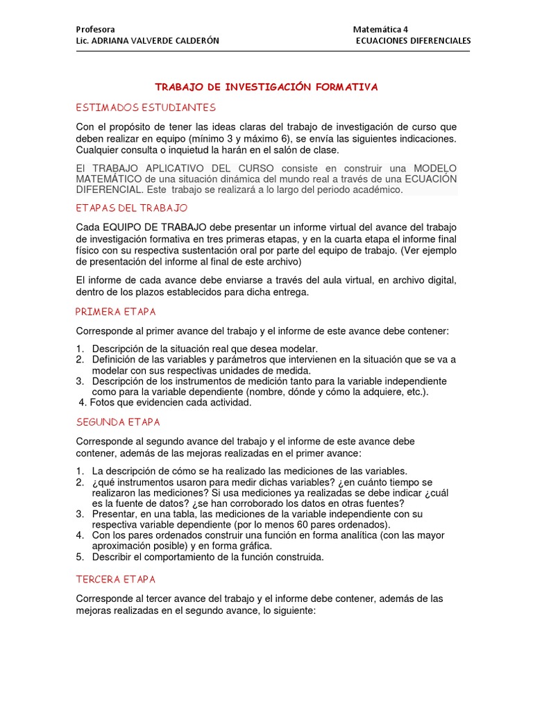 Trabajo Investigación Formativa EDOs 2019 1 | PDF | Función (Matemáticas) | Ecuaciones