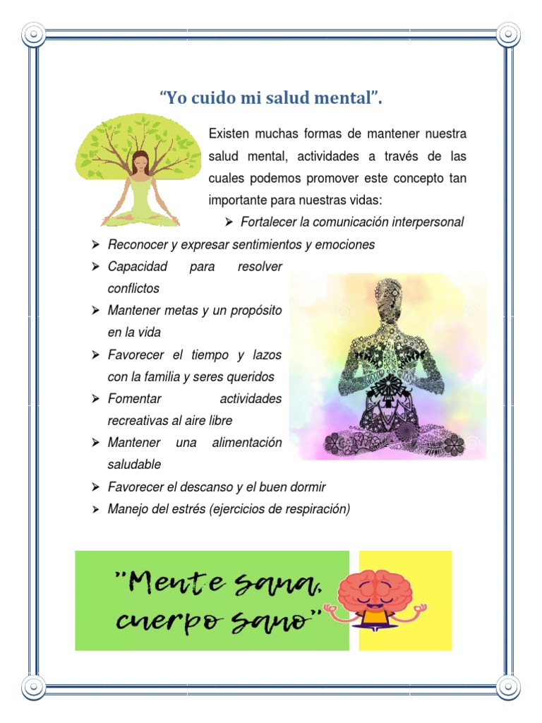 Cuidando mi salud mental diaria | PDF | Relaciones personales, crianza ...
