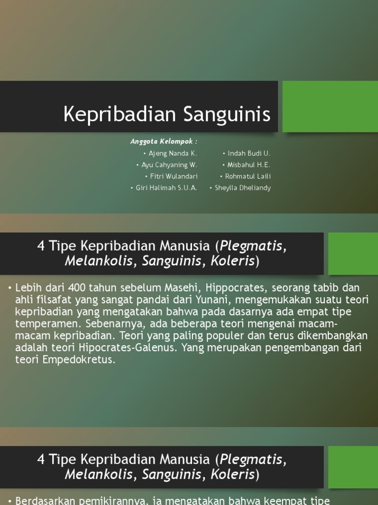 Kepribadian Sanguinis | PDF