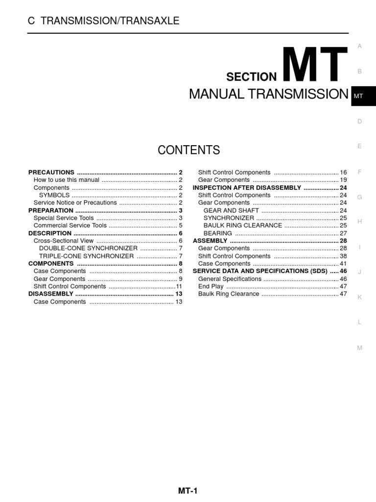 Manual Transmission: Section | PDF | Manual Transmission | Bearing ...