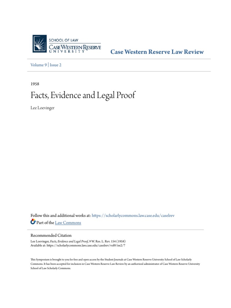 Facts Evidence and Legal Proof | PDF | Witness | Evidence (Law)