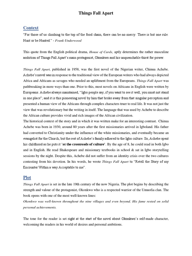 Things Fall Apart Chinua Achebe | PDF