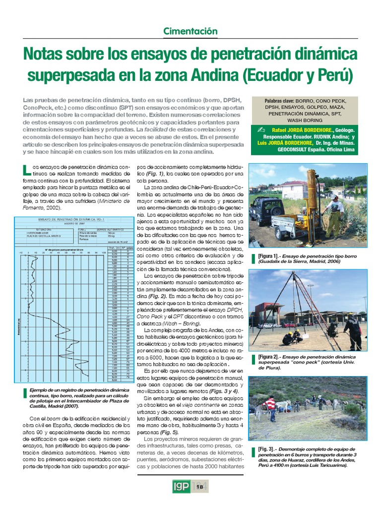 Correlacion Spt Cono de Peck | Ingeniería geotécnica | Ingeniero civil