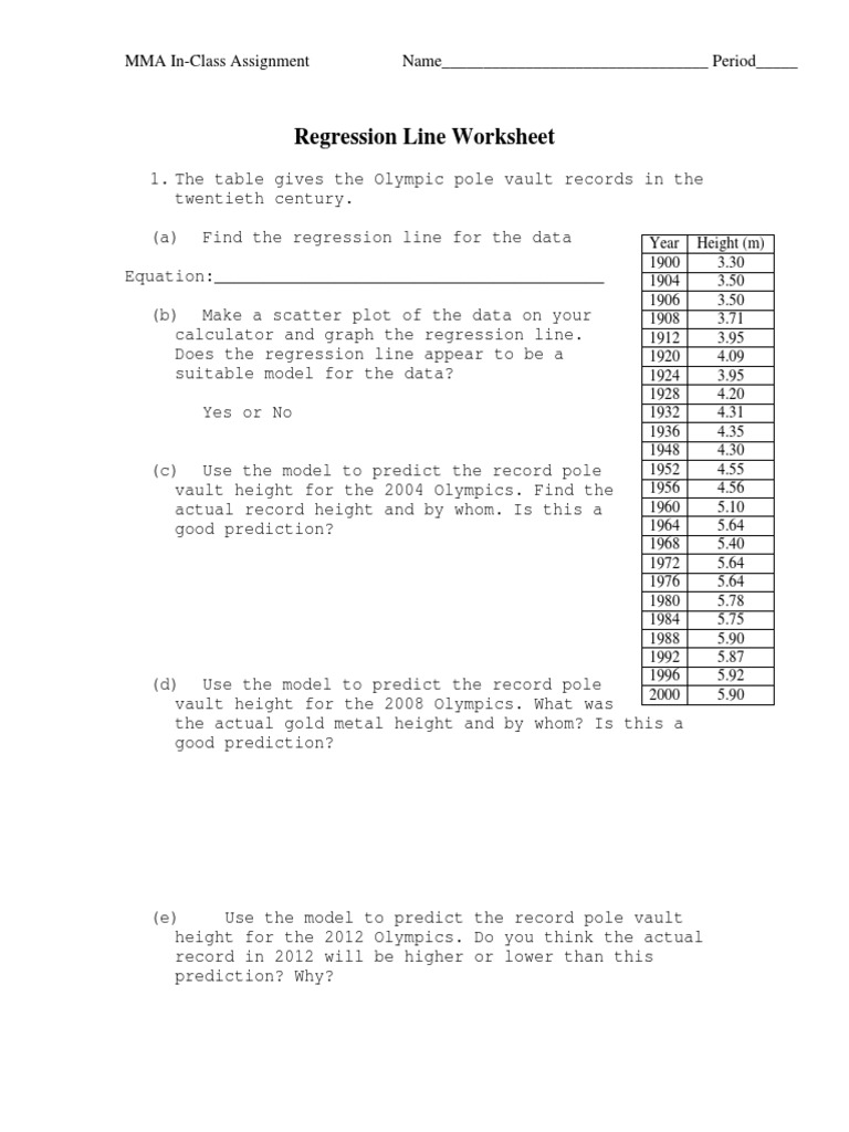 Linear Regression Stat Edit Worksheet PDF | PDF | Regression Analysis | Linear Regression