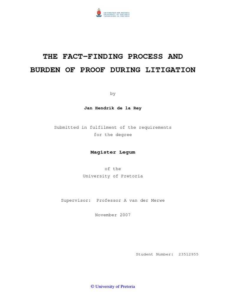 The Fact-Finding Process and The Burden of Proof During Litigation ...