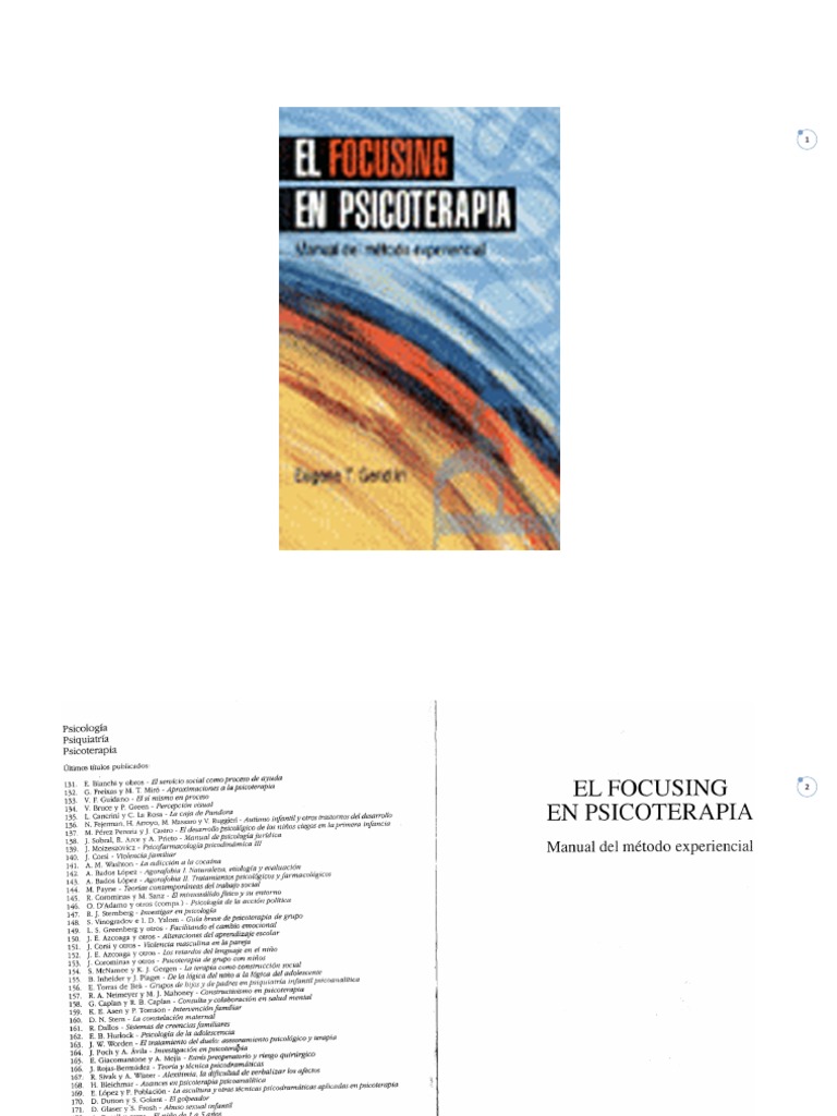 1999 El Focusing en Psicoterapia Manual Del Metodo Experiencial Gendlin ...