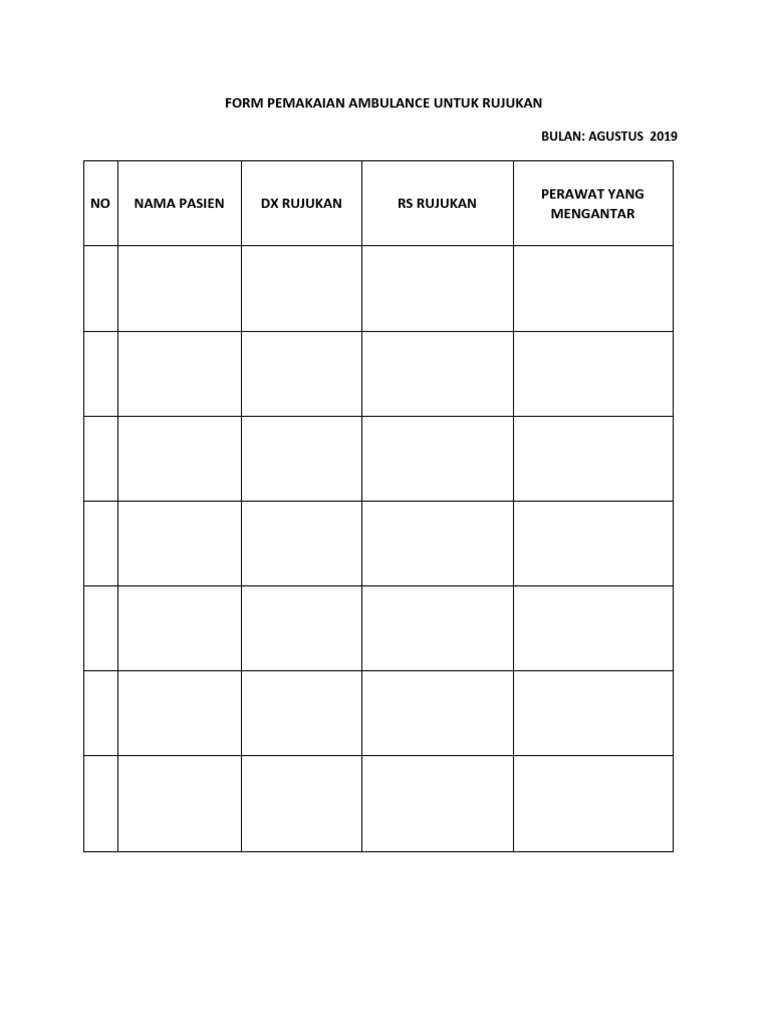 Form Pemakaian Ambulance Untuk Rujukan | PDF
