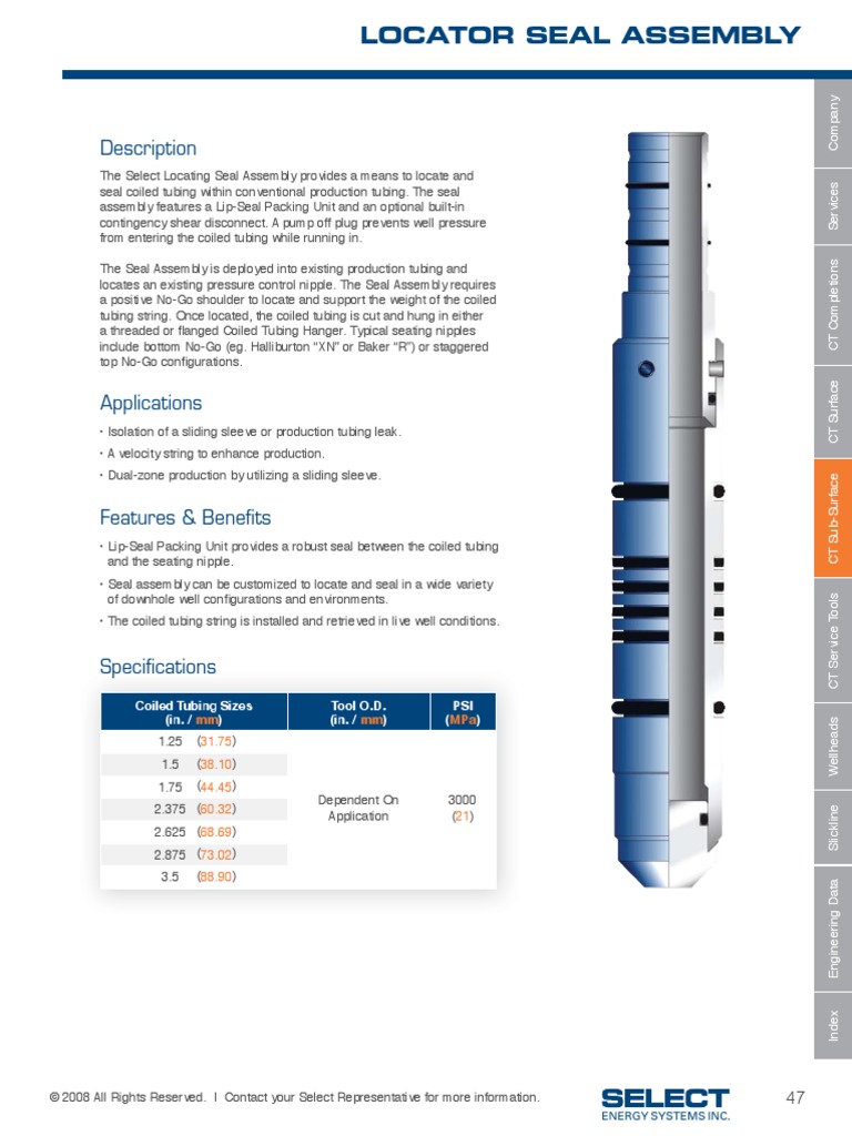 Locator Seal Assembly: Description | PDF | Pipe (Fluid Conveyance ...