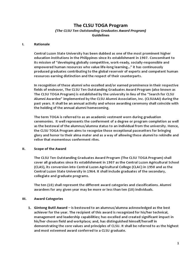 The CLSU TOGA Program | PDF | Board Of Directors