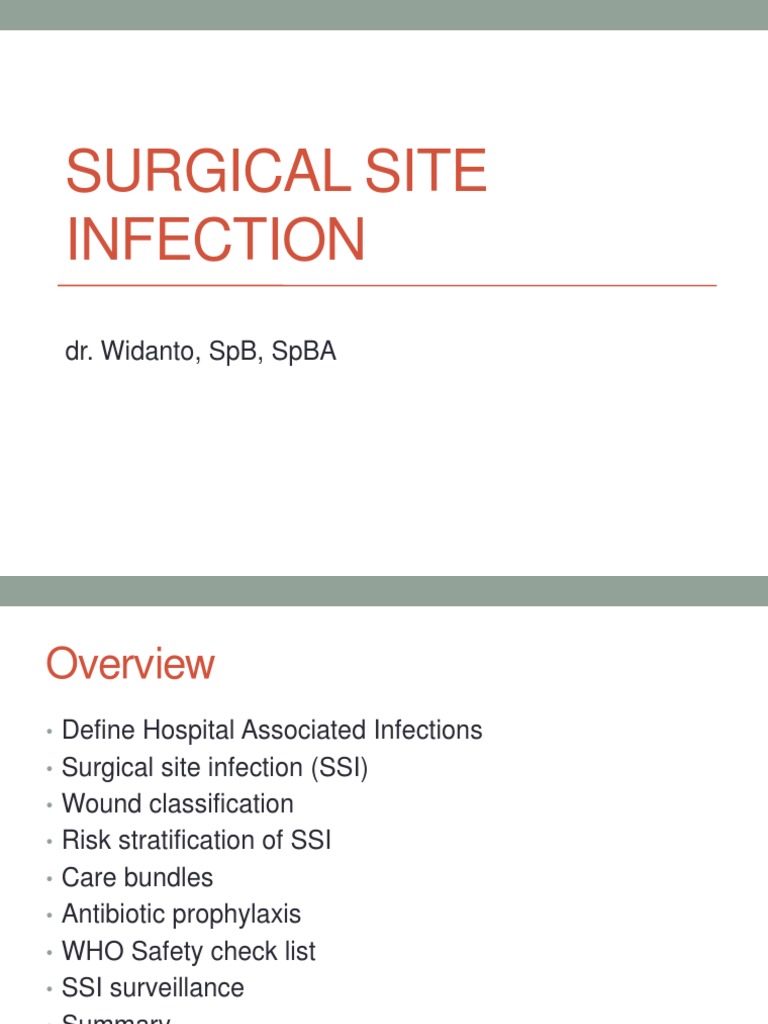 Surgical Site Infection DR Wid | PDF | Surgery | Epidemiology