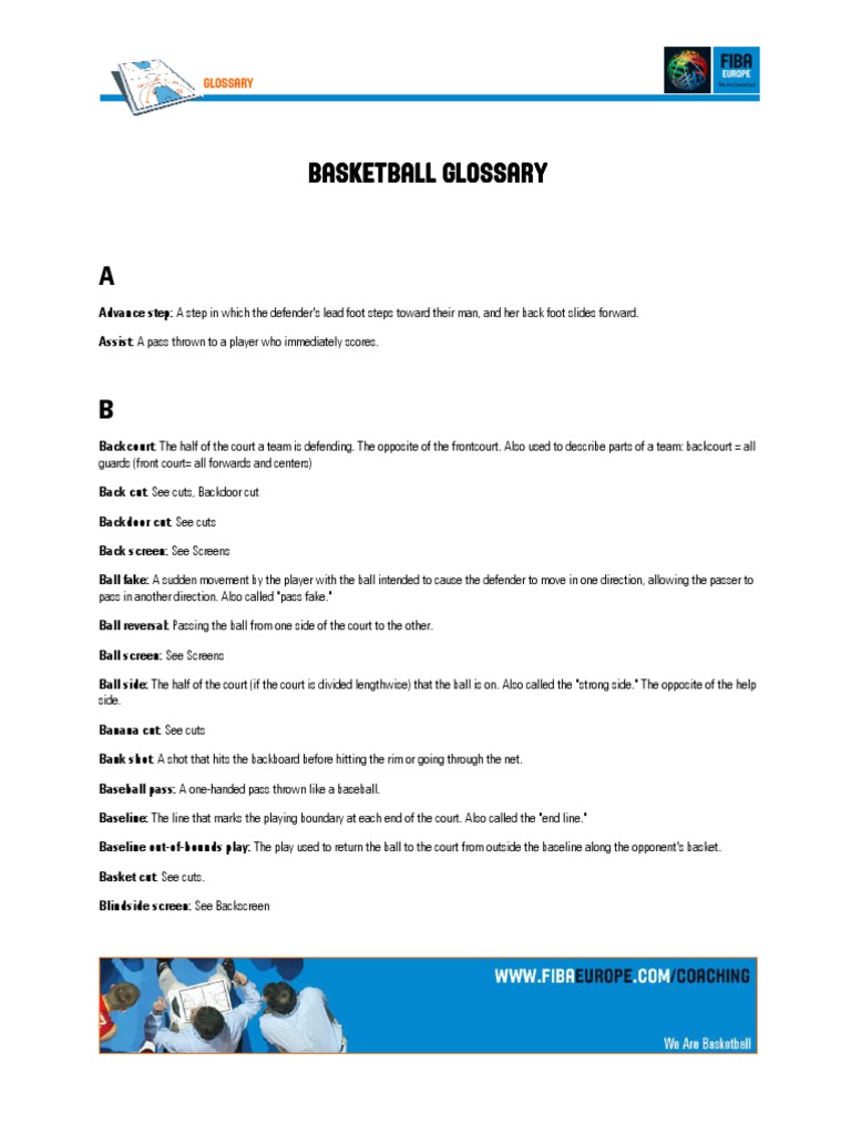 Basketball Glossary Terms | PDF | Basketball Positions | Athletic Sports