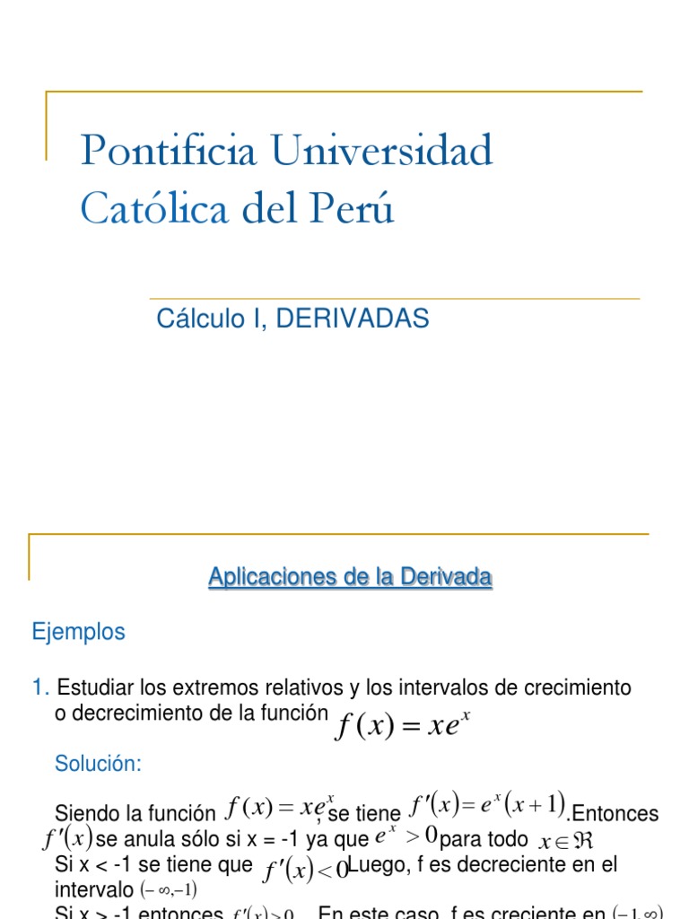 Aplicaciones de La Derivada Ejemplos Parte 1 | PDF | Intervalo ...