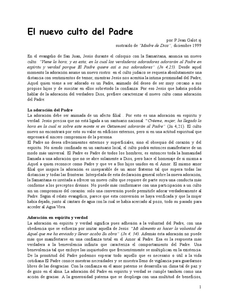El Culto Al Padre Jean Galot SJ | PDF | espíritu Santo | Año litúrgico