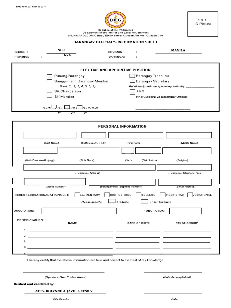 SK BOIS FORM - Revised 2018 | PDF | Philippines