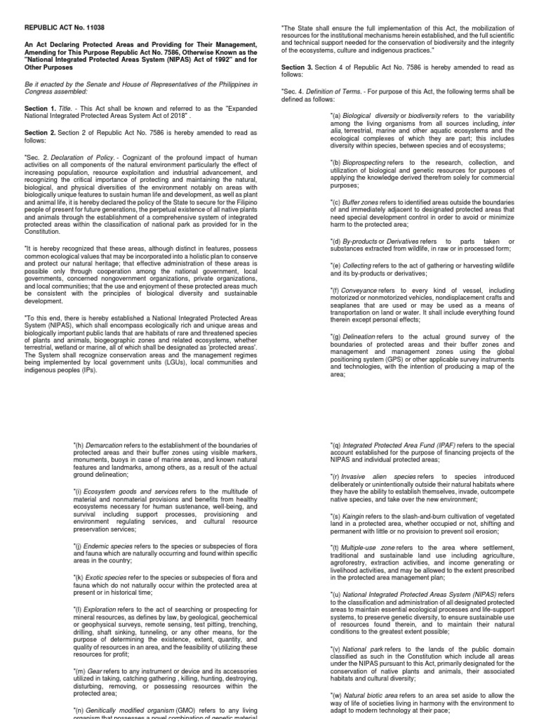 E-NIPAS Act of 2018 | PDF | Biodiversity | Ecology