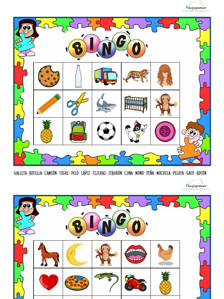 Bingo de sílabas iniciales para terapia ocupacional | PDF