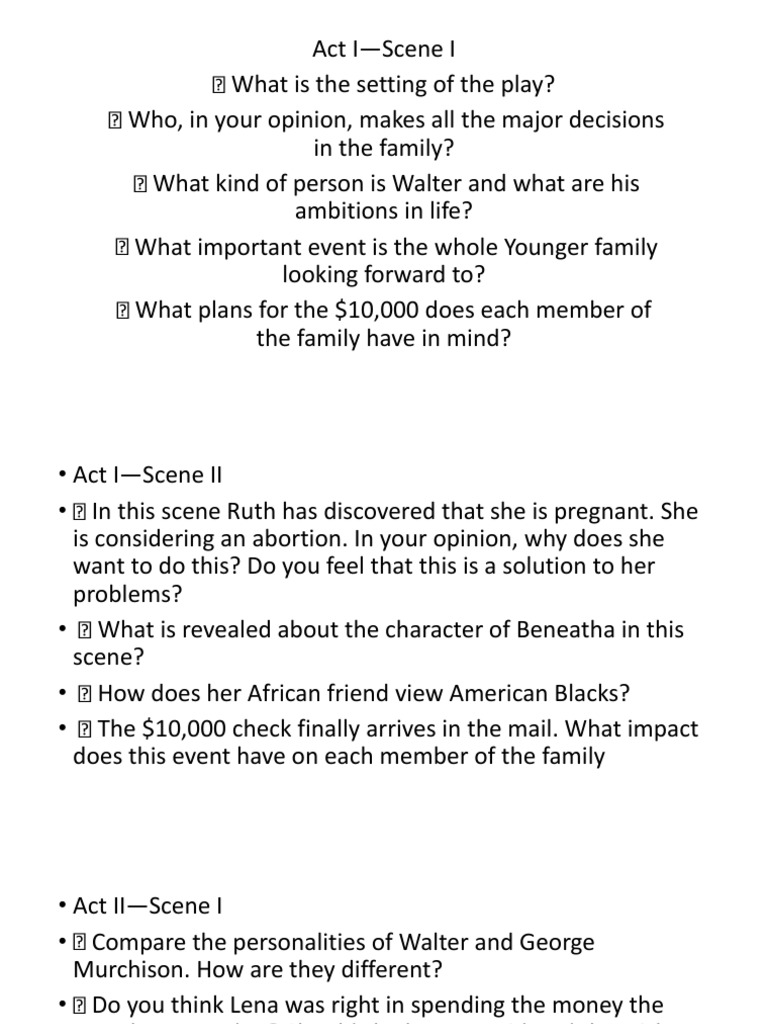 Character Analysis in The Book A Raisin in The Sun | PDF | American ...