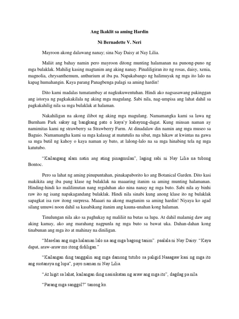Ang Ikaklit Sa Aming Hardin | PDF Ang Ikaklit Sa Aming Hardin | PDF