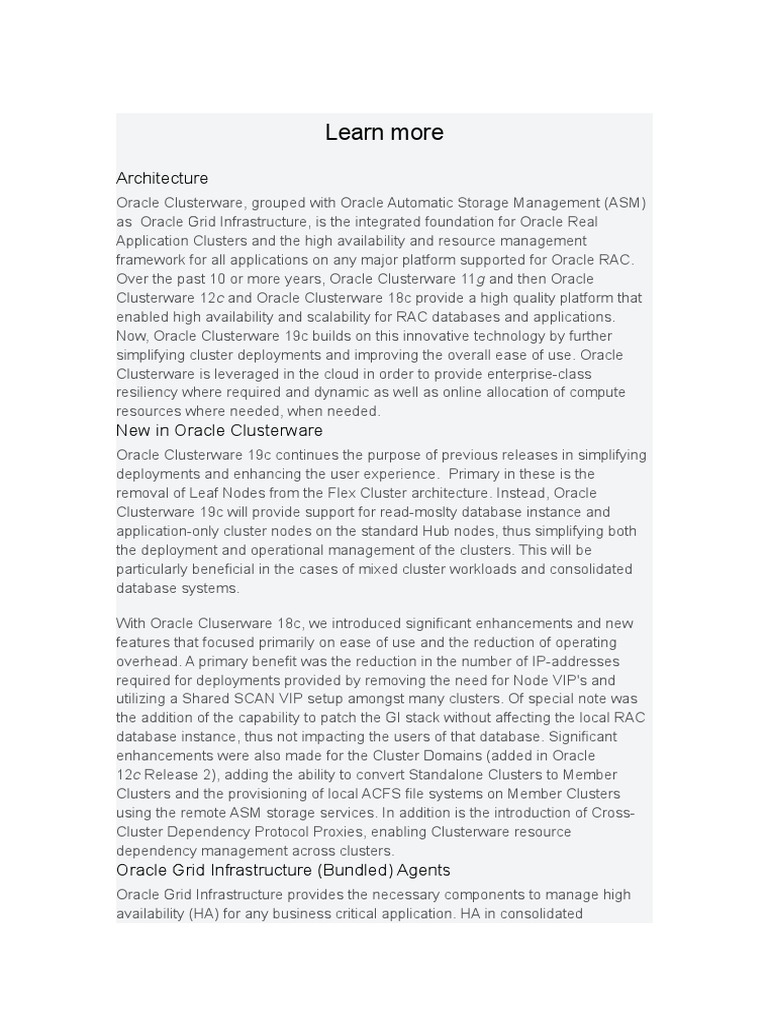 Oracle Clusterware Pdf Computer Cluster Oracle Corporation