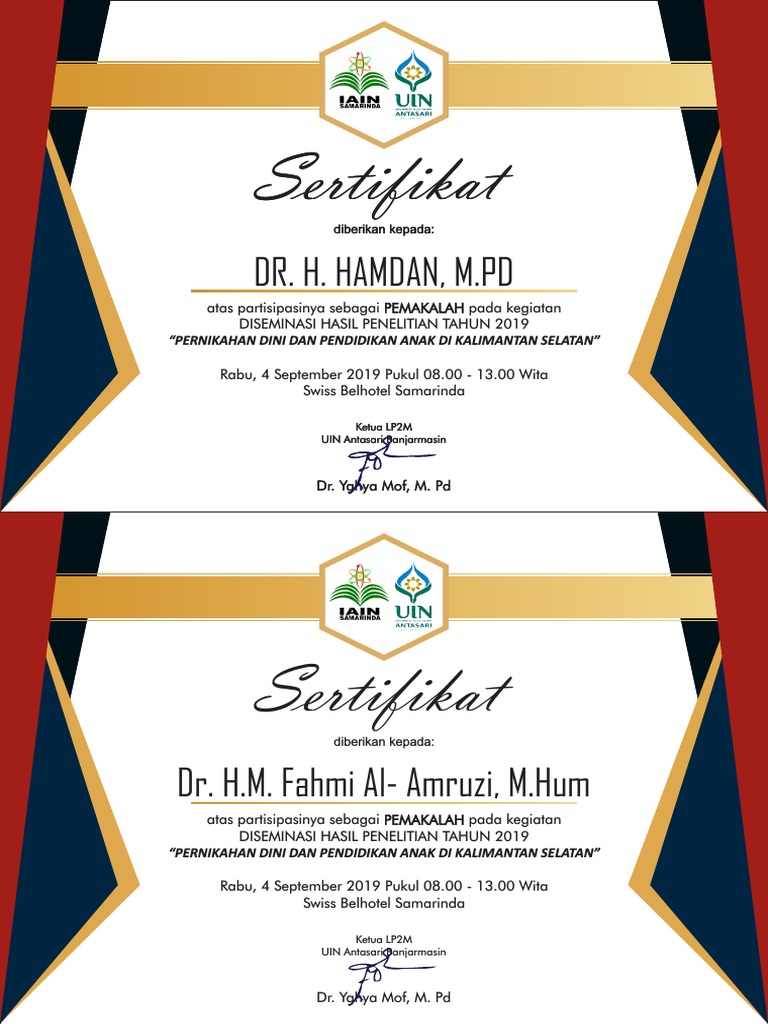 Sertifikat Pemakalah PDF | PDF