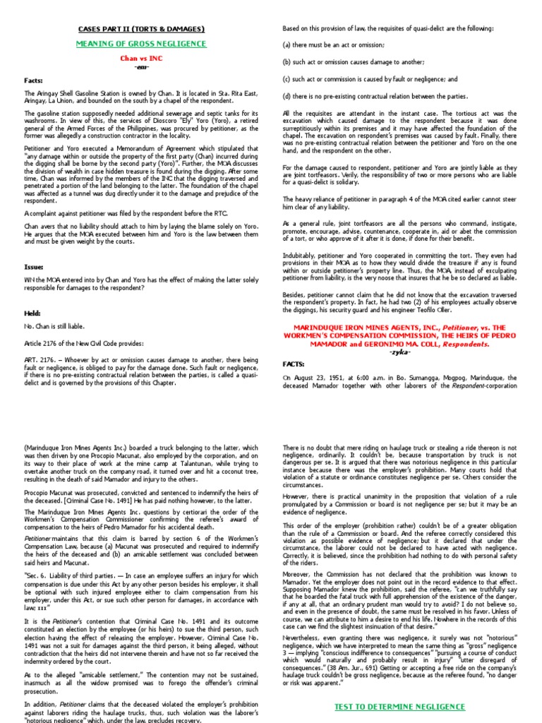 Torts Cases Part II | Download Free PDF | Negligence | Tort