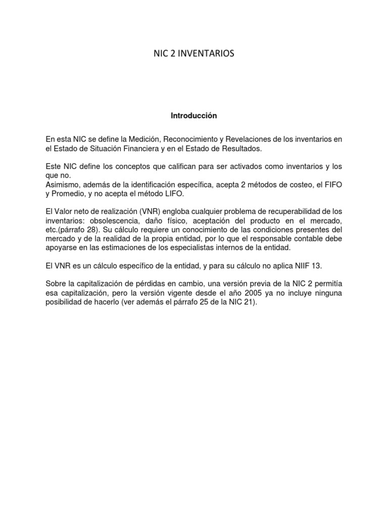 Nic 2 Inventarios | PDF | normas internacionales de INFORMACION ...