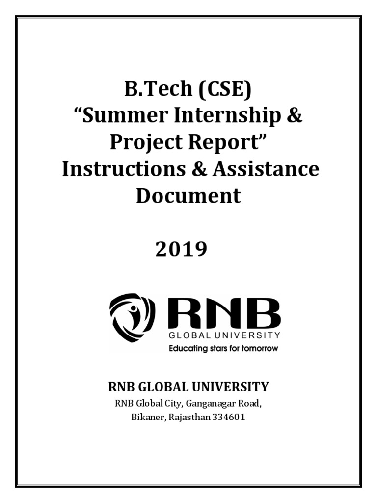 B Tech CSE - Summer Internship Project Instructions 2019 | PDF ...