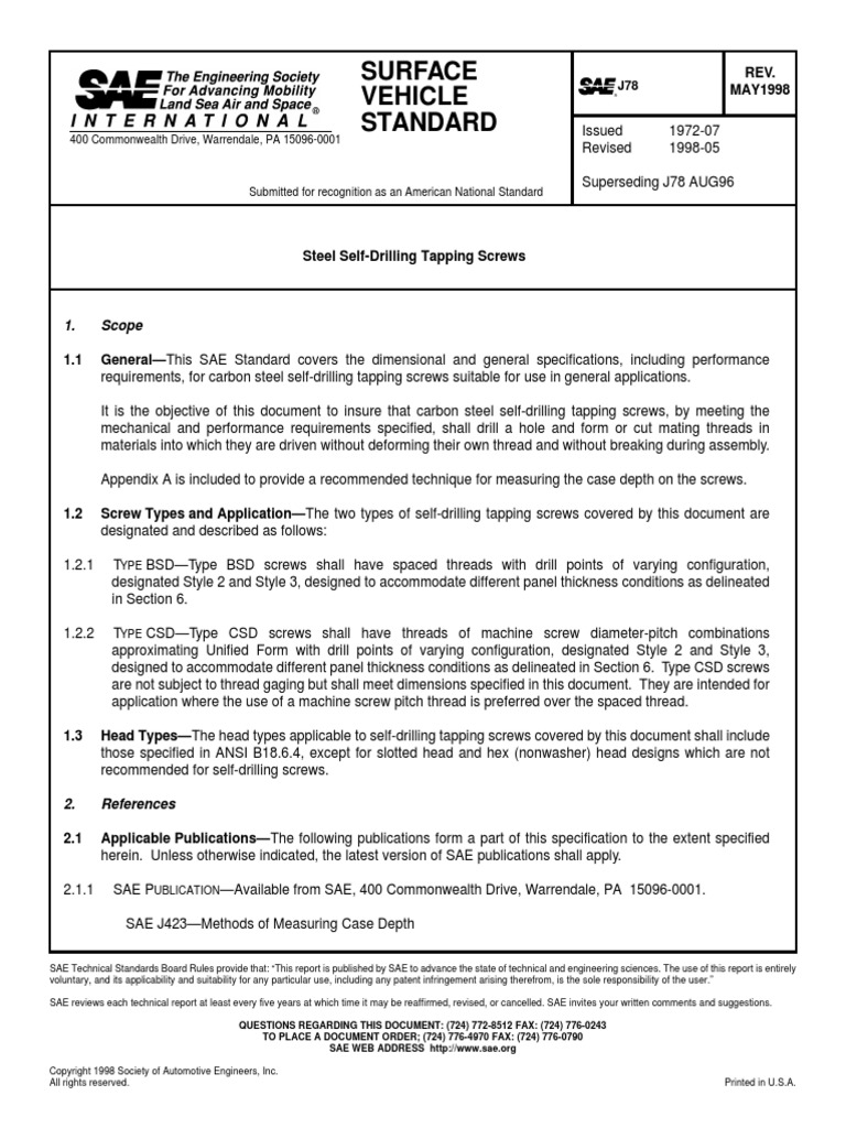 Sae J78 PDF | PDF | Screw | Drill