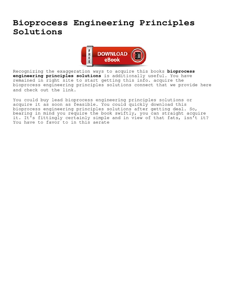 Bioprocess Engineering Principles Solutions PDF | PDF