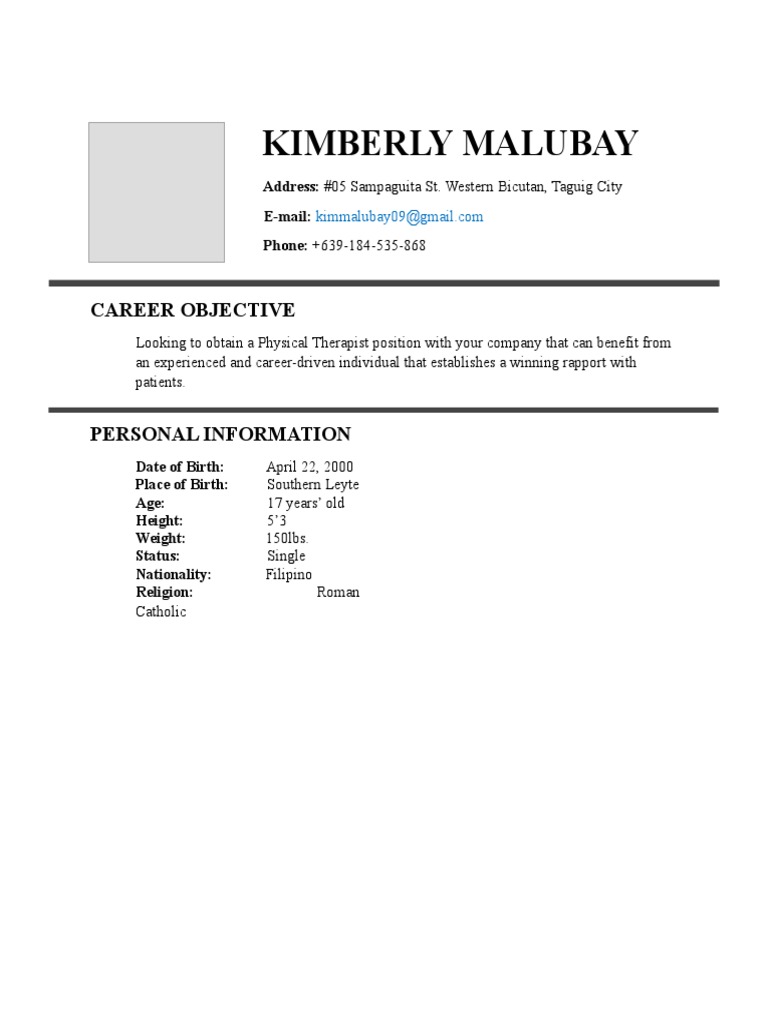 Kimberly Malubay: Career Objective | PDF | Behavior Modification | Cognition