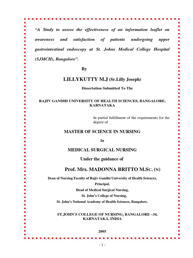 Medical Surgical Nursing Assignment | PDF | Endoscopy | Experiment