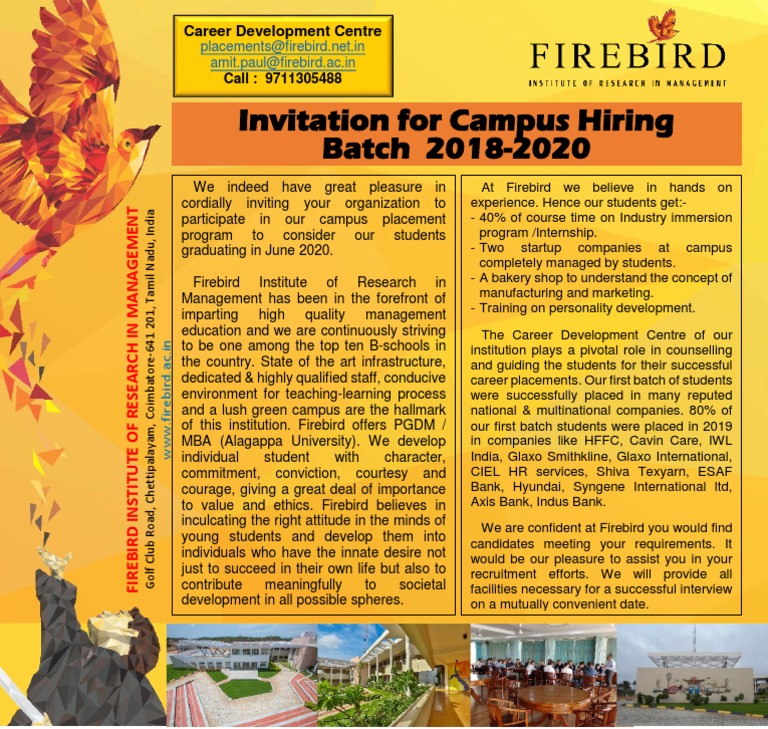 Invitation for Campus Hiring at Firebird Institute of Research in ...