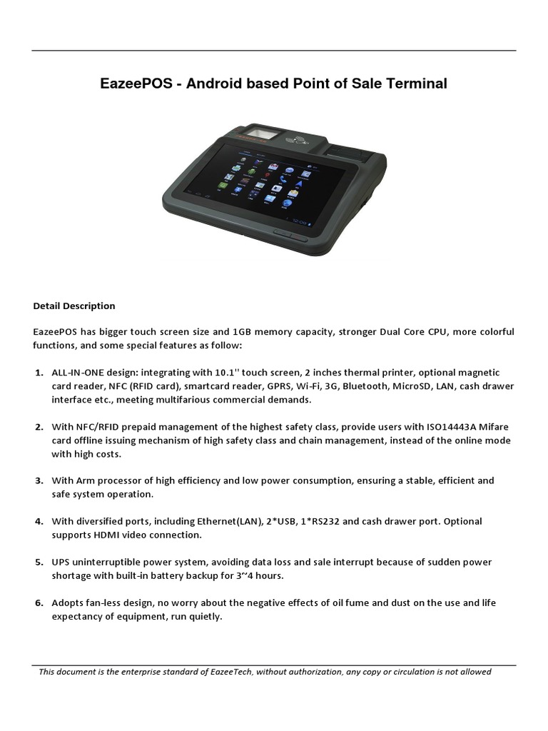 POS Specification PDF | PDF | Point Of Sale | Random Access Memory