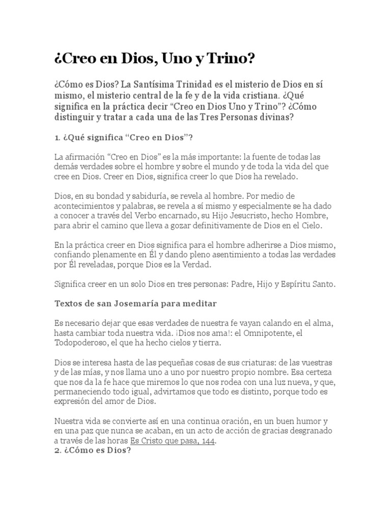 Comprendiendo el misterio de la Santísima Trinidad: la naturaleza y significado de Dios Uno y ...
