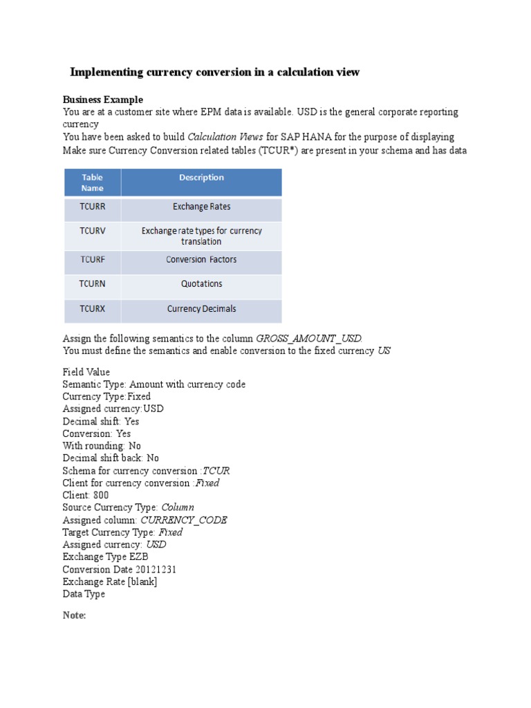 Implementing Currency Conversion in A Calculation View | PDF | Exchange ...