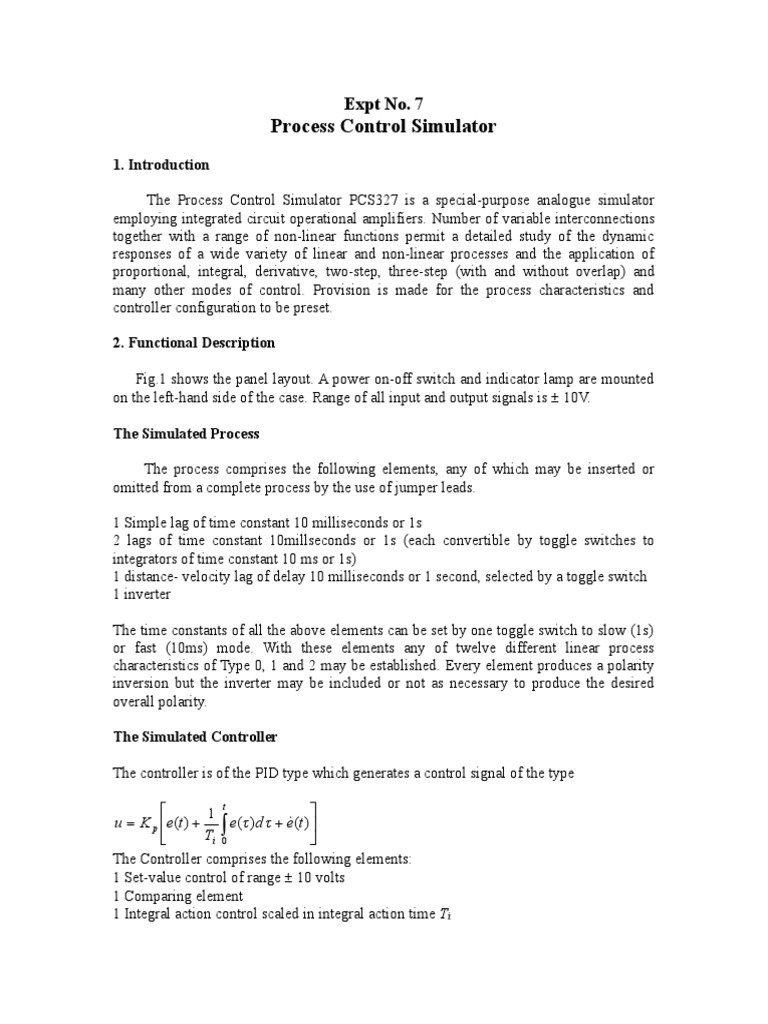Process - Control Simulator | PDF | Control Theory | Electronic Engineering